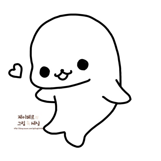 그리기 쉬운 캐릭터 귀여운 물개 마메고마 손그림 강좌 네이버 블로그