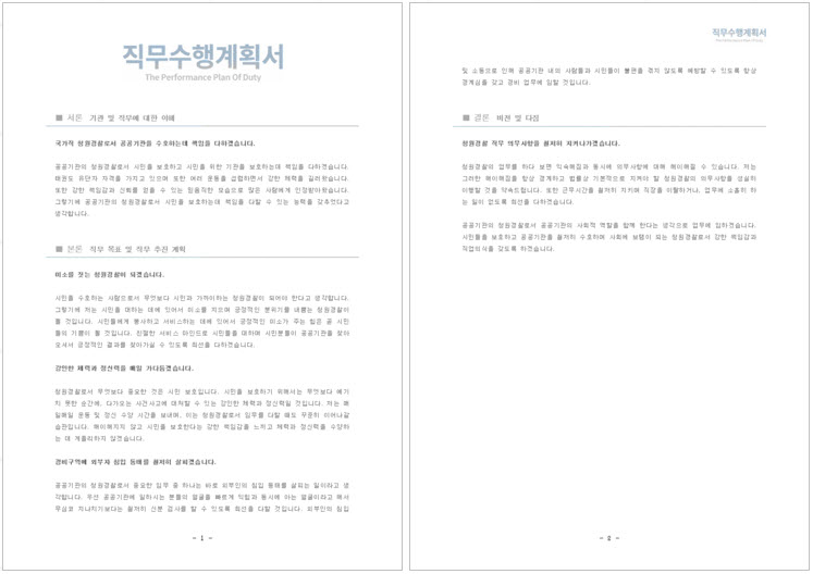 자기소개서 직무수행계획서 예시 공무원 네이버 블로그