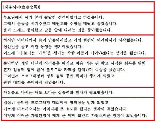 자기소개서 성장과정 예시 가정환경 네이버 블로그